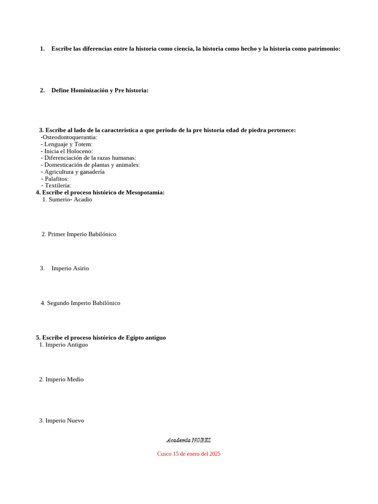 Examen Diario Hist 1 | PDF