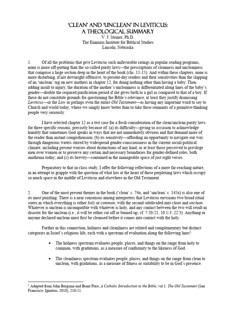 Understanding Clean and Unclean in Leviticus | PDF | Book Of Leviticus ...