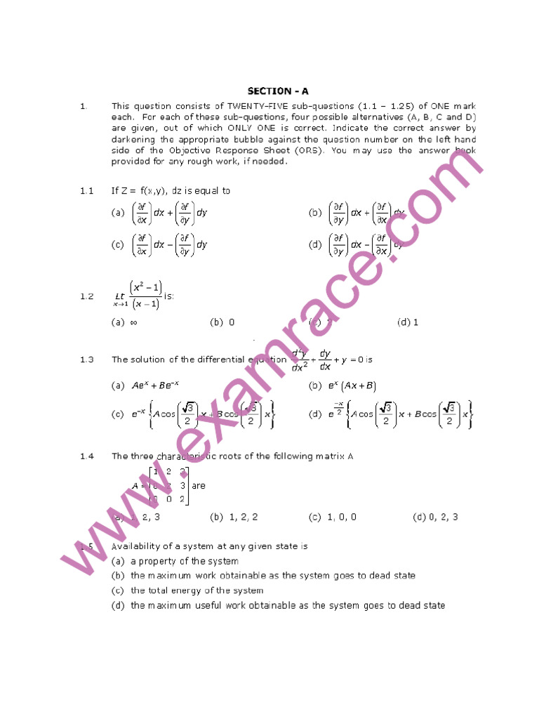 Gate Mechanical Engineering 2000 Pdf