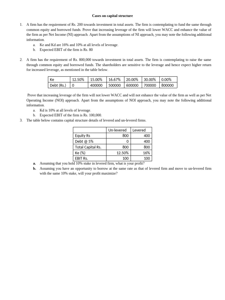 Capital Structure Case Studies Analysis | PDF | Capital Structure | Debt