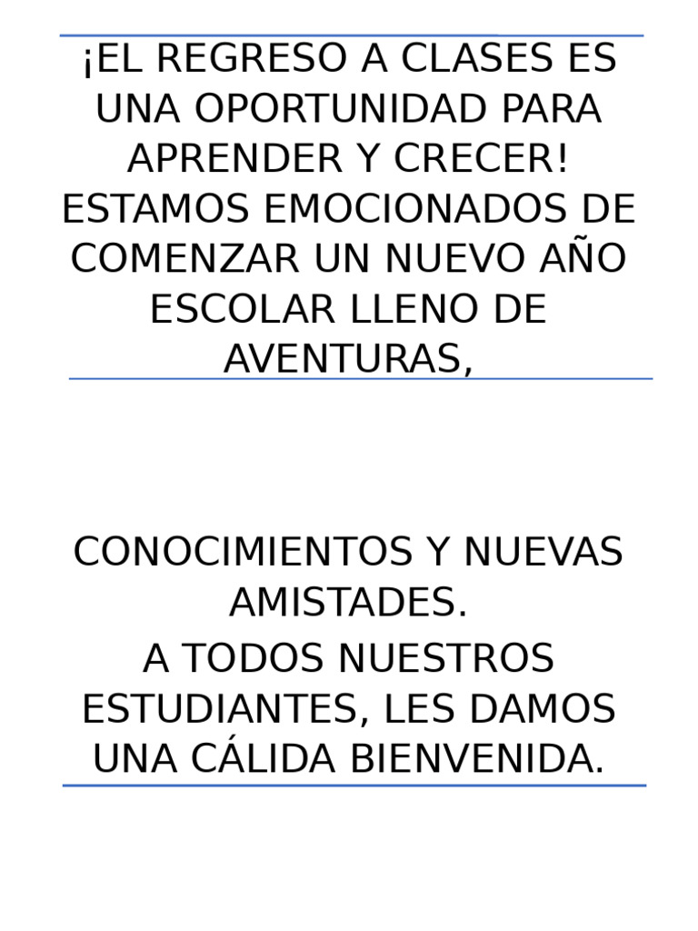 El Regreso A Clases Es Una Oportunidad para Aprender y Crecer | PDF