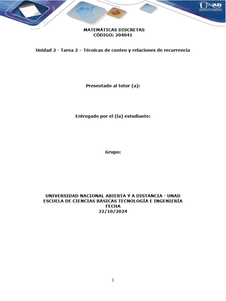 Plantilla Presentación Tareas Matemáticas Discretas Tarea 2 | PDF | Recursividad | Relación de ...