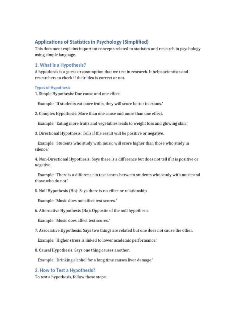 Simplified Statistics Psychology | PDF | Hypothesis | Statistics