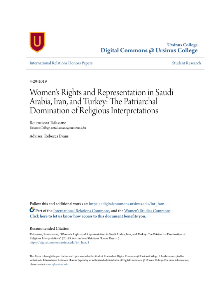 Womens Rights and Representation in Saudi Arabia Iran and Turk | PDF | Convention On The ...