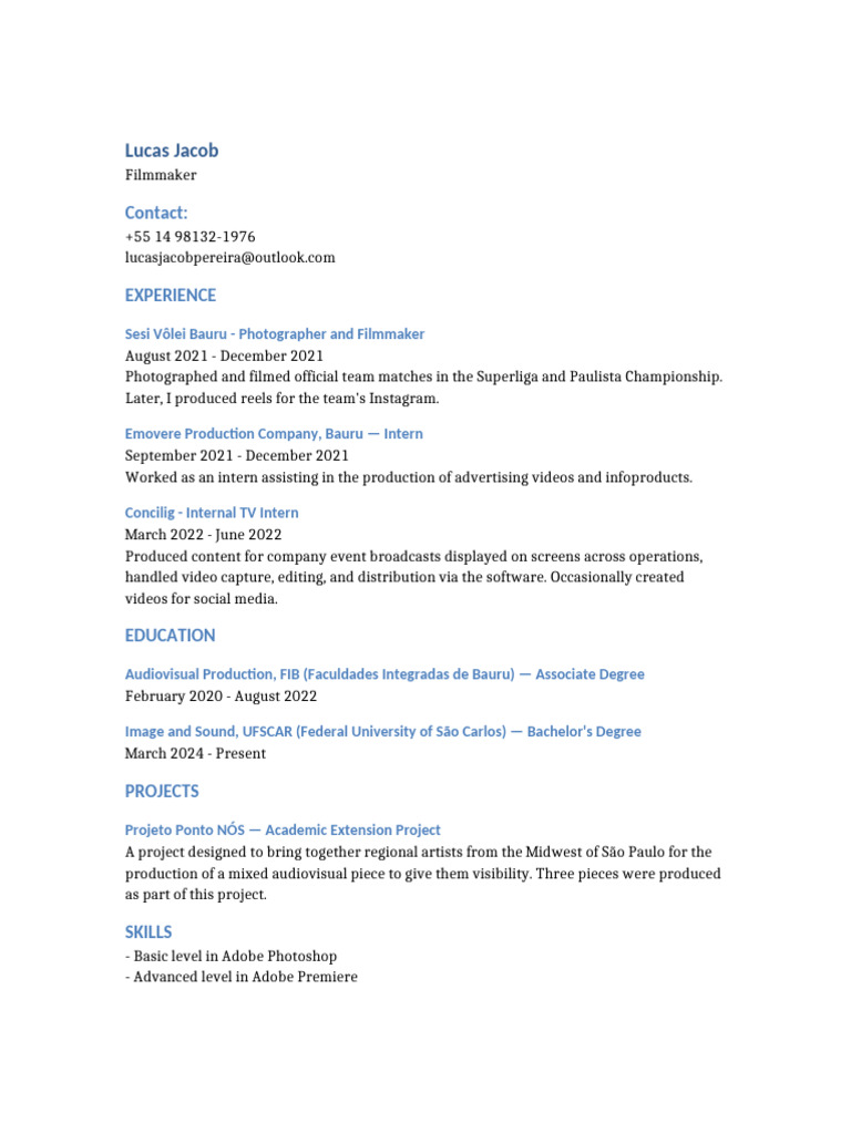 Lucas Jacob CV English | PDF
