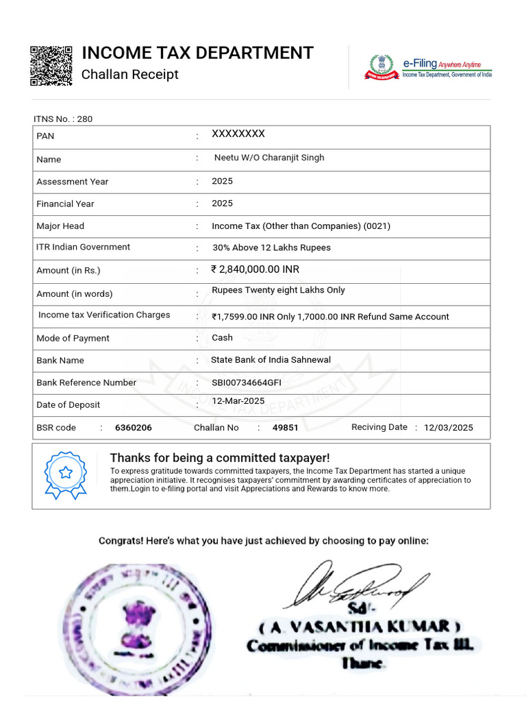 Income Tax Verification Neetu | PDF