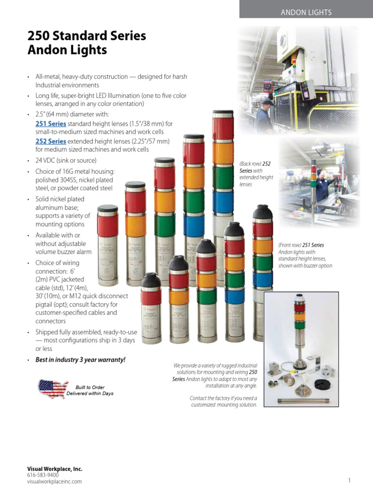 VWP Andon Lights 250 Series Datasheet LO 082218 | PDF | Electrical ...