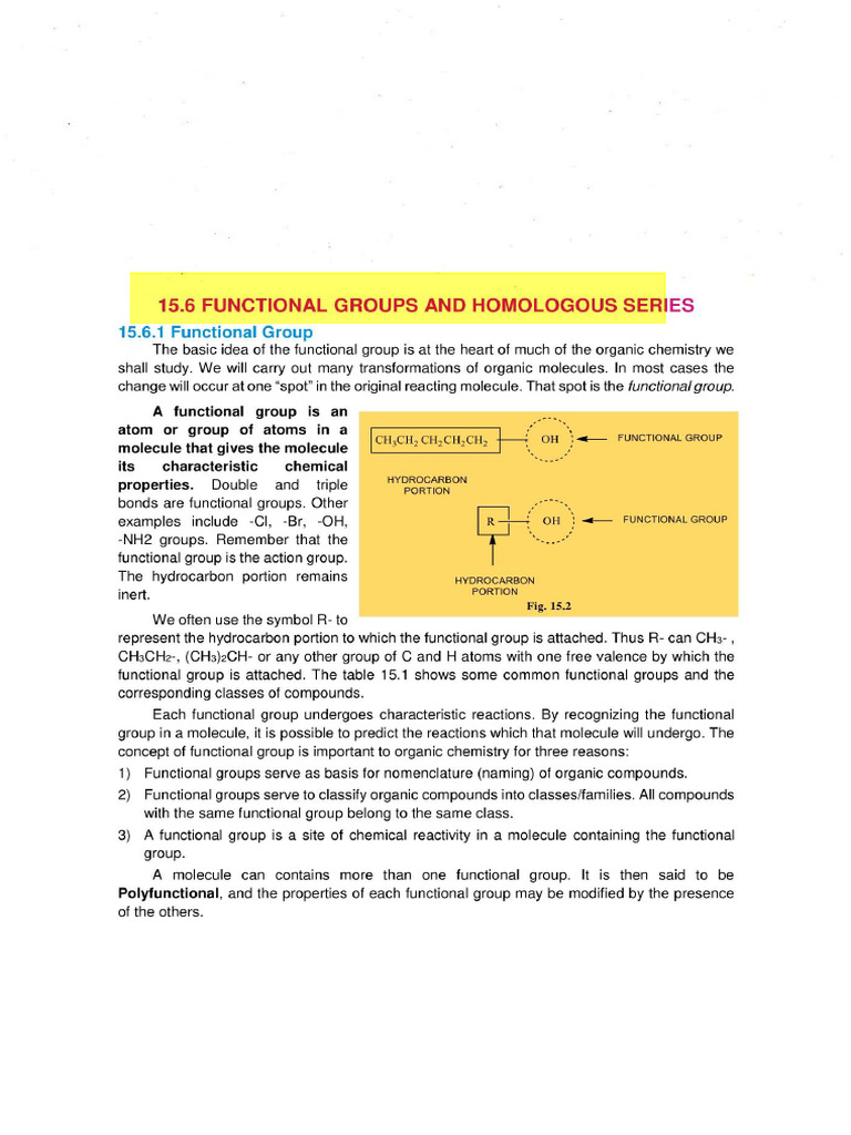 Functional Groups and Homologous Series | PDF