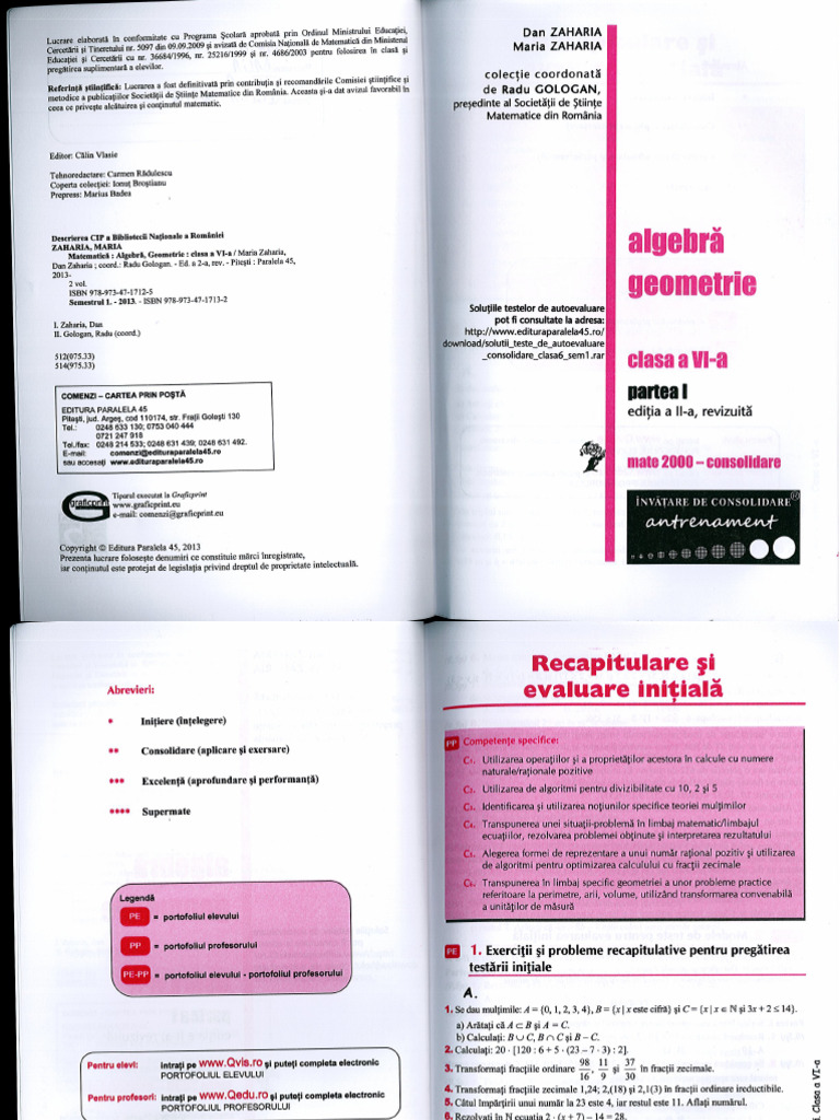 Culegere Mate 2000 Consolidare Sem 1cl 6 Dan Maria Zaharia PDF | PDF