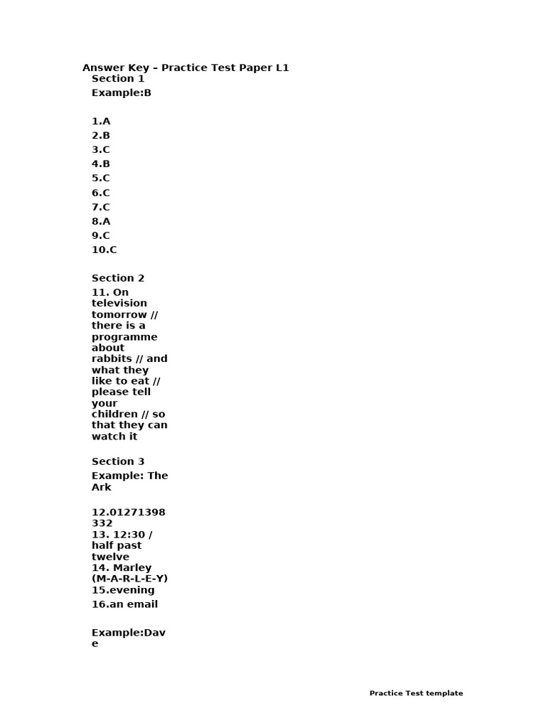 PEIC Sample Test Answer Key | PDF
