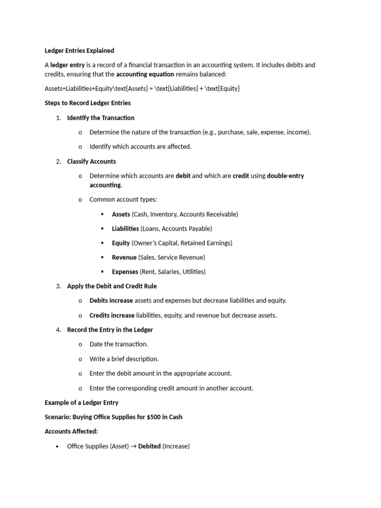 Ledger Entries Explained | PDF