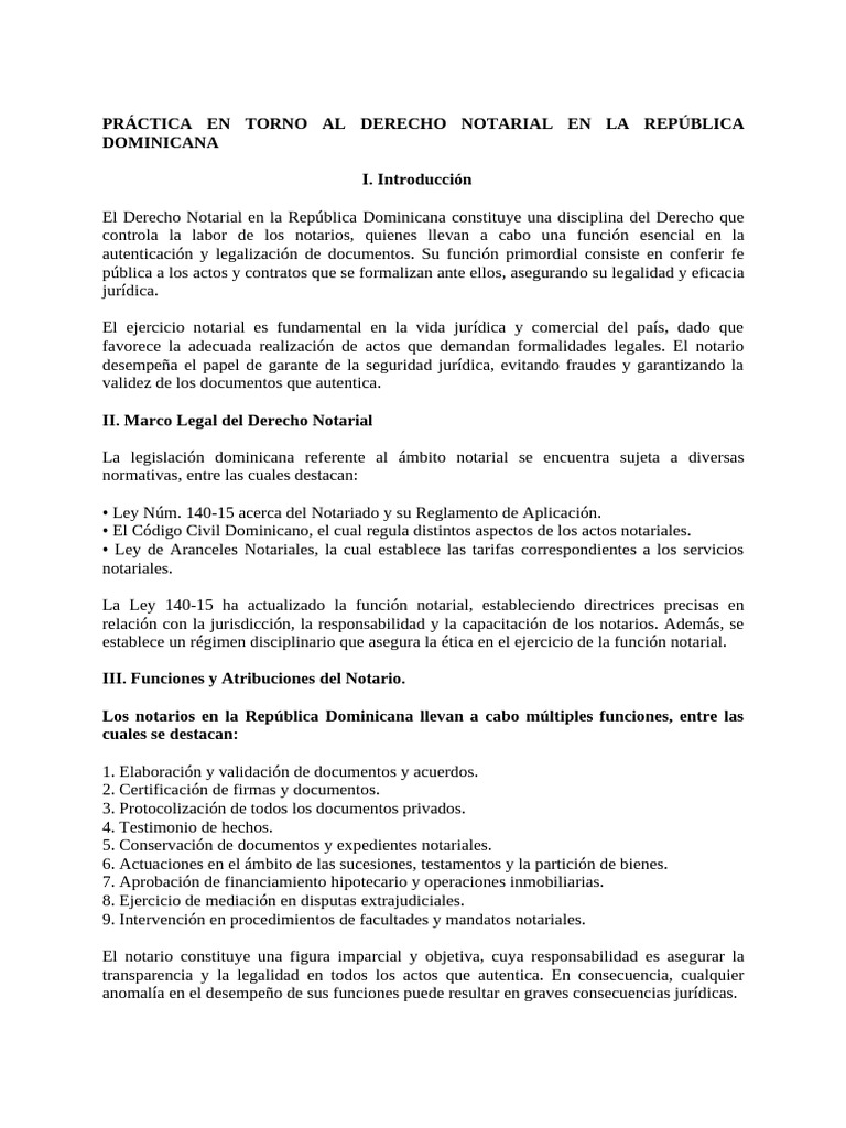 Práctica Sobre El Derecho Notarial en La República Dominicana | PDF | Abogado | Justicia