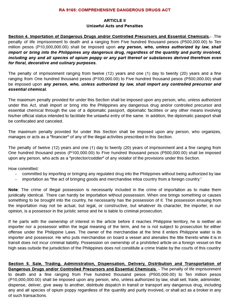 Section 5: Drug Sale Penalties RA 9165 | PDF | Common Law | Criminal Law