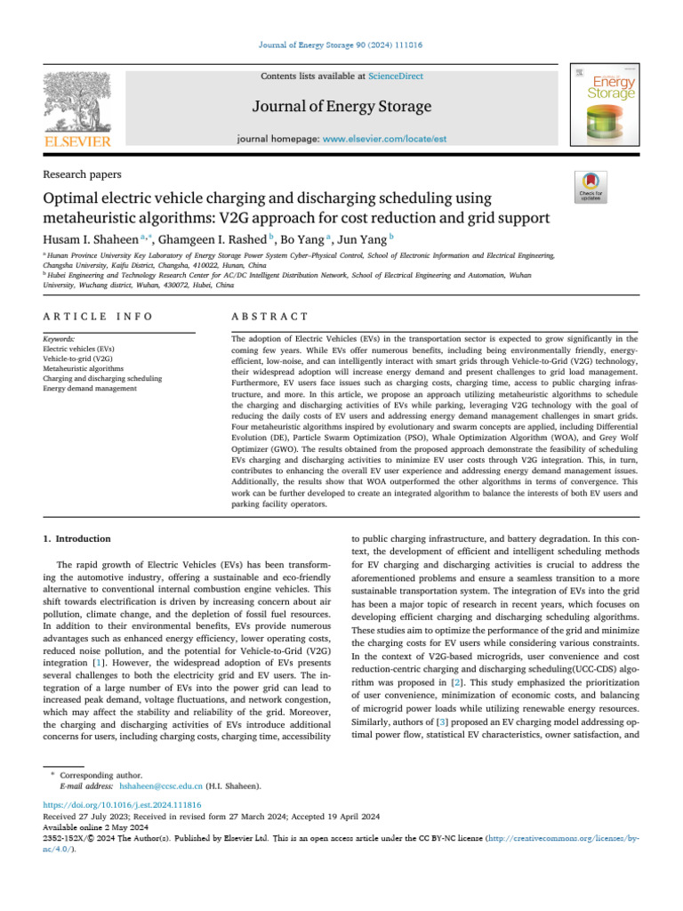 Optimal Electric Vehicle Charging and Discharging Scheduling Using | PDF | Electric Vehicle ...