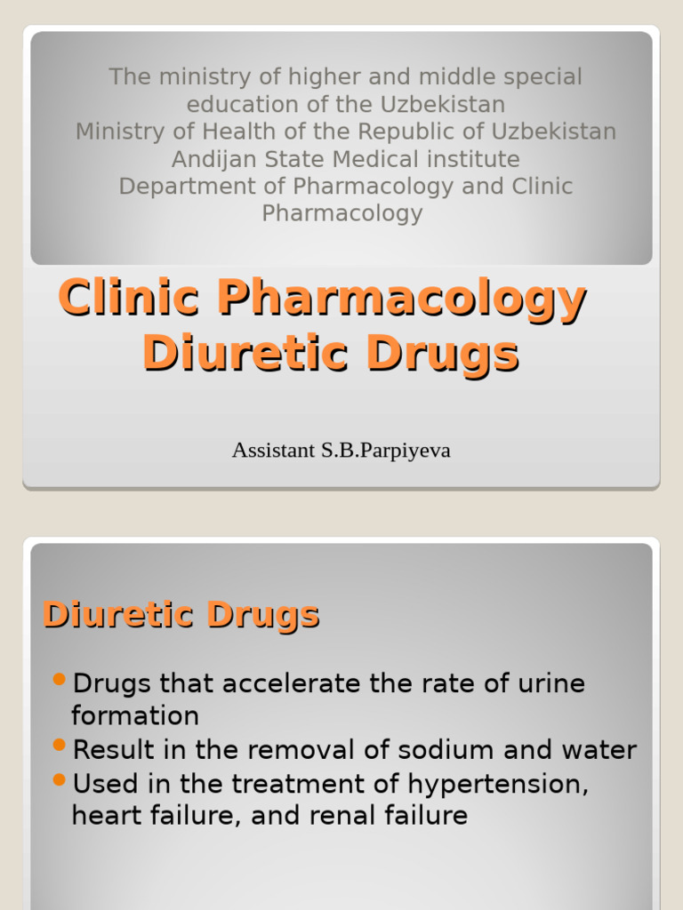 2-Theme Clinical Pharmacology Diuretics | PDF | Medical Specialties