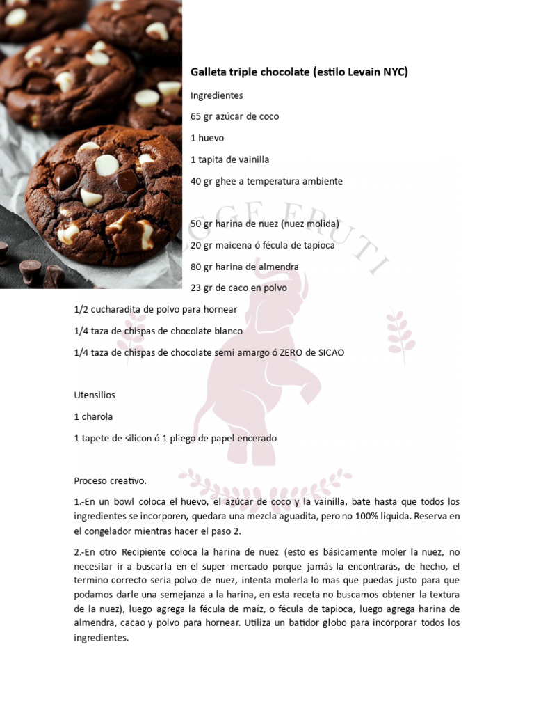 Galletas triple chocolate estilo Levain | PDF | Chocolate | Galleta