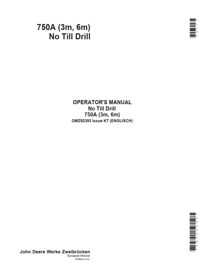 John Deere 750A No Till Drill Manual | PDF | Tractor | Valve