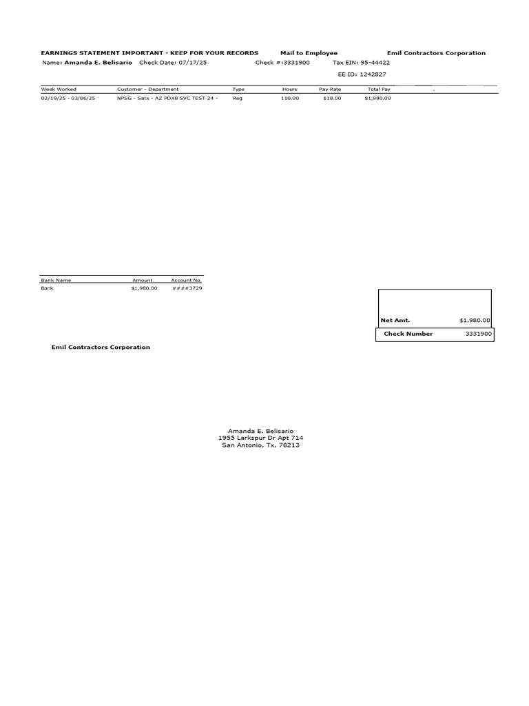 PayStub 2 | PDF