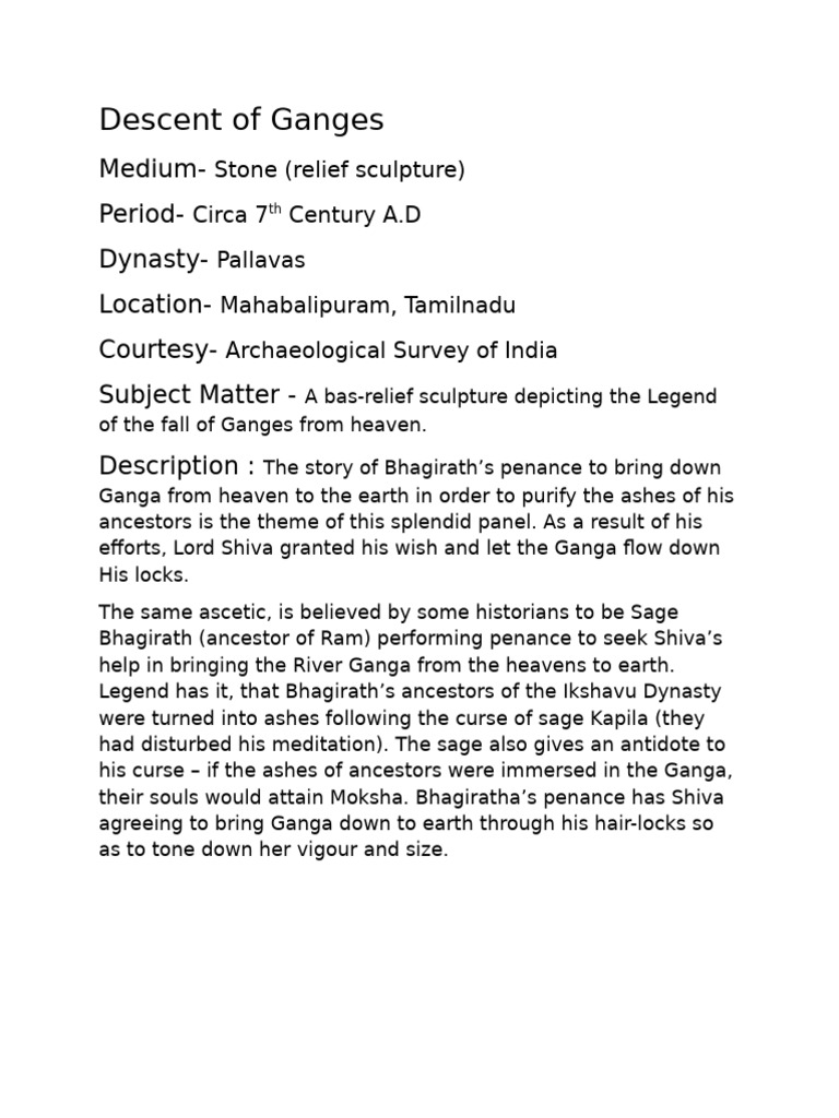 Descent of Ganges (Temple Sculpture) | PDF
