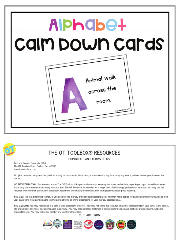Alphabet Calm Down Cards | PDF