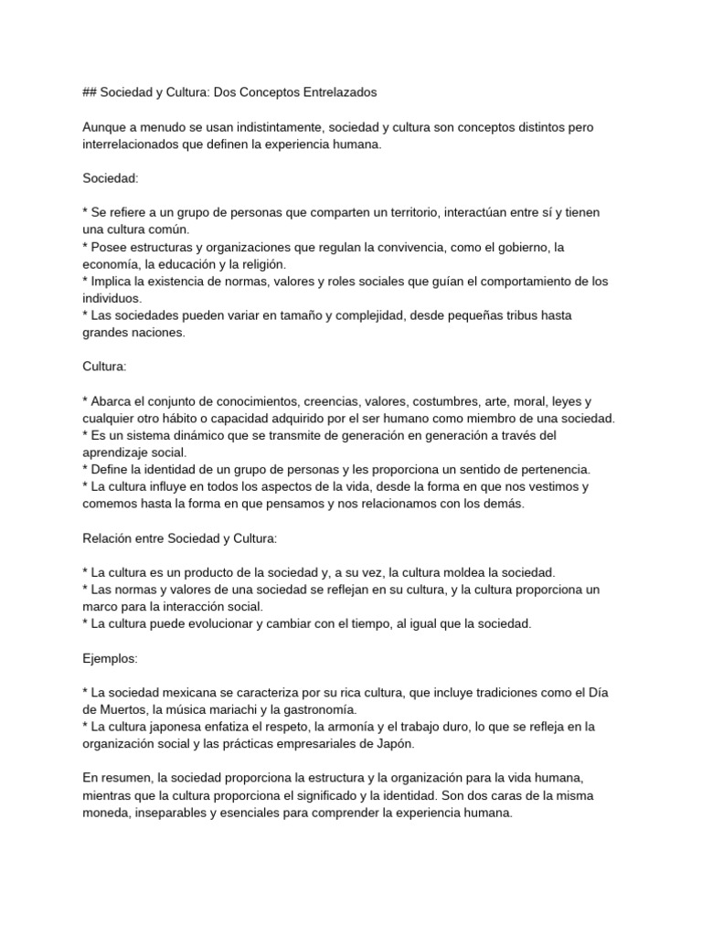 Sociedad y Cultura: Definición y Relación | PDF | Sociedad | Institución