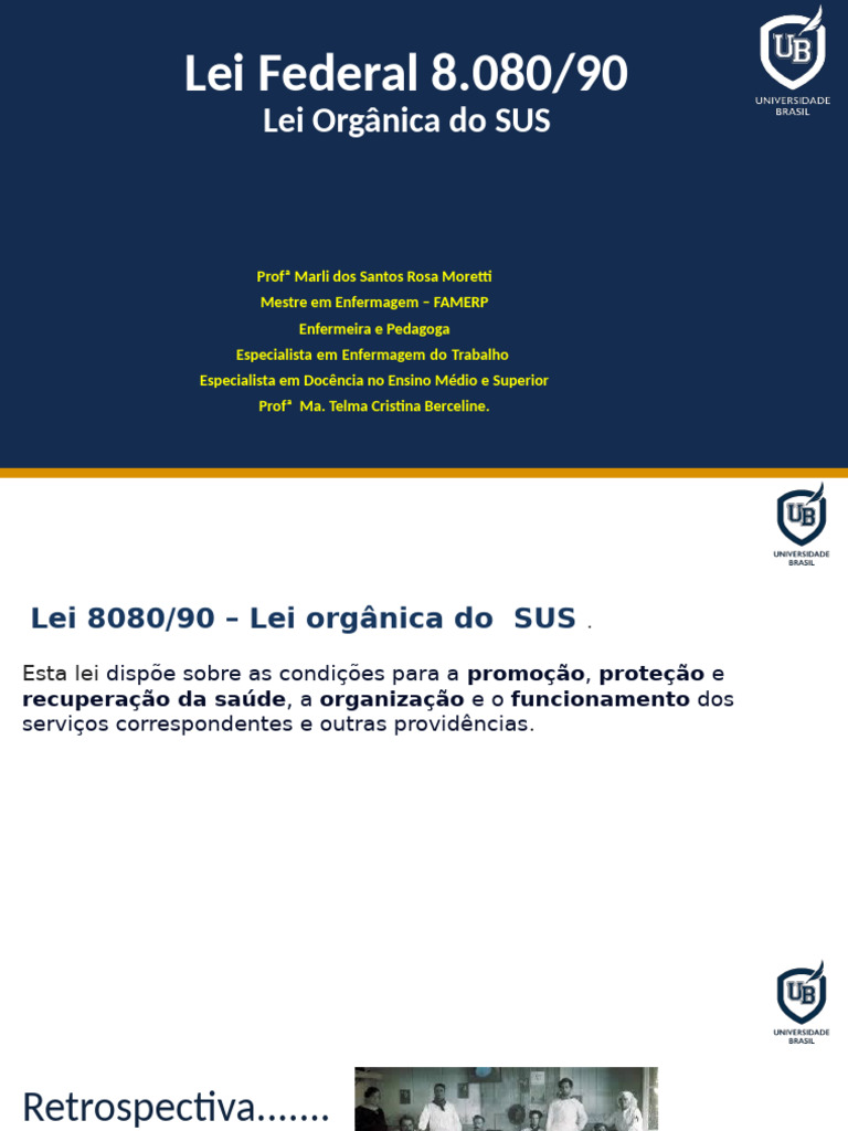 Lei Orgânica do SUS: Lei 8.080/90 | PDF | Administração pública ...