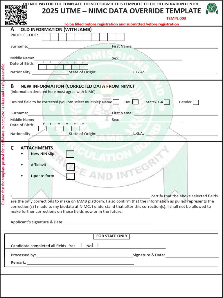 2025 NIMC Update Template | PDF