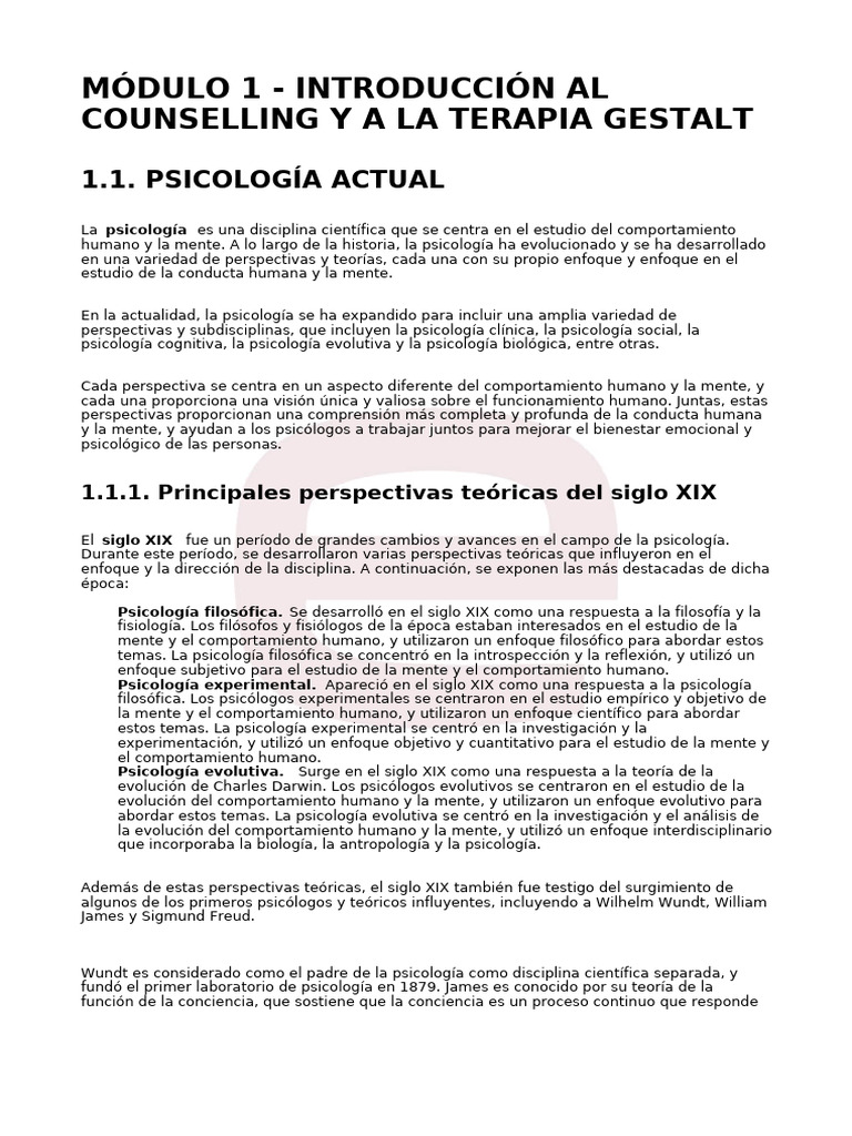 MODULO_1___INTRODUCCION_AL_COUNSELLING_Y_A_LA_TERAPIA_GESTALT | PDF | Sicología | Psicoterapia