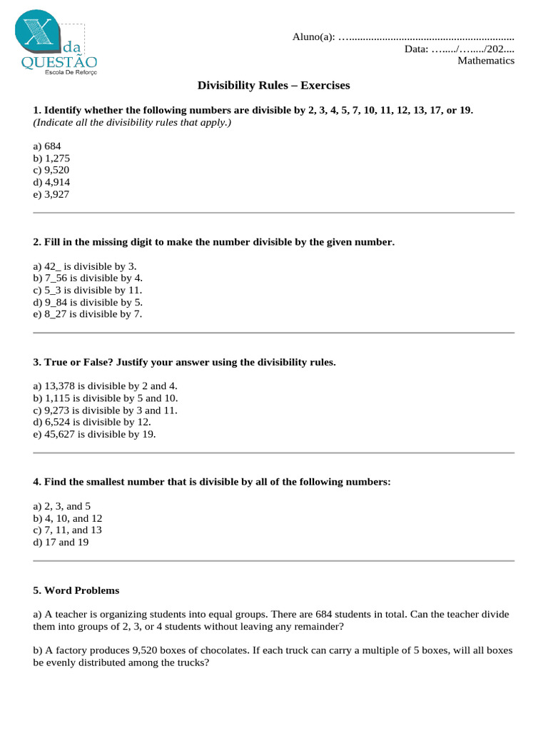 Divisibility Rules | PDF