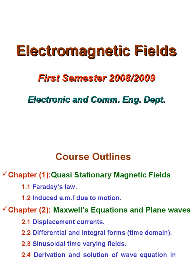 Electromagnetic Fields II-Summer | PDF | Electromagnetic Induction ...