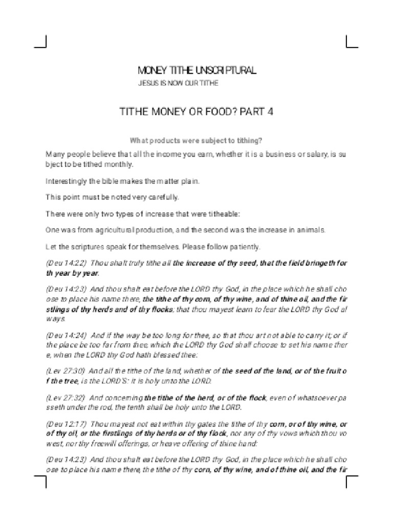 Tithe Money or Food Part 4 | PDF