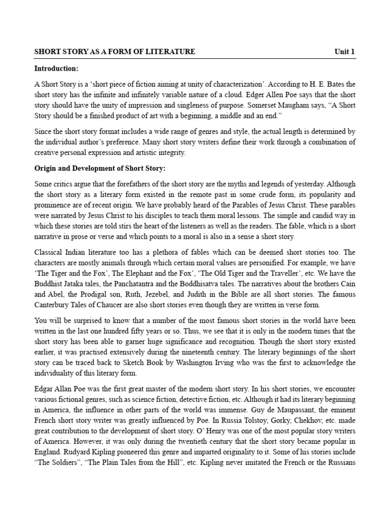 Origin, development & structure of short story | PDF | Short Stories ...