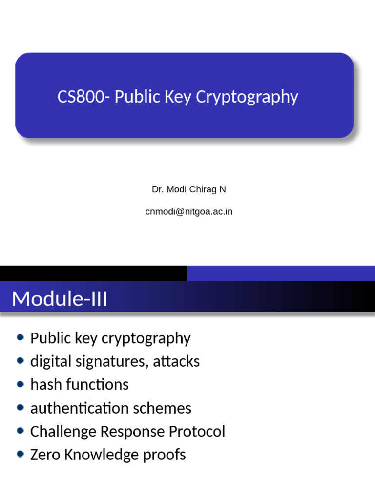 CS413_Module-III | PDF | Public Key Cryptography | Key (Cryptography)