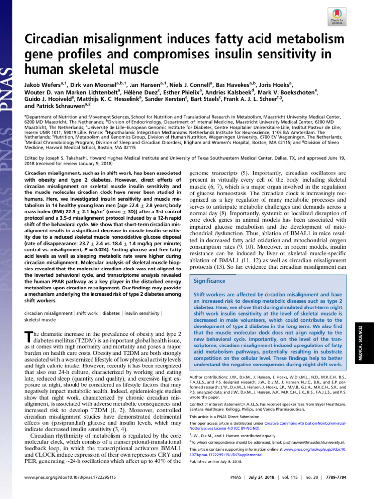Circadian Misalignment Induces Fatty Acid Metabolism Gene Profiles and ...
