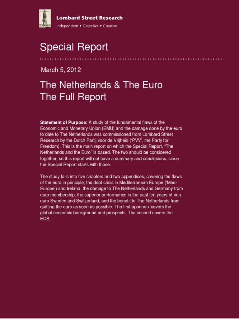 Netherlands and The Euro - Full Report Final | PDF | Austerity | Euro