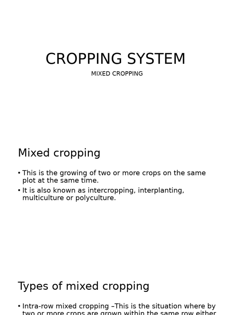 Mixed Cropping: Benefits and Types | PDF