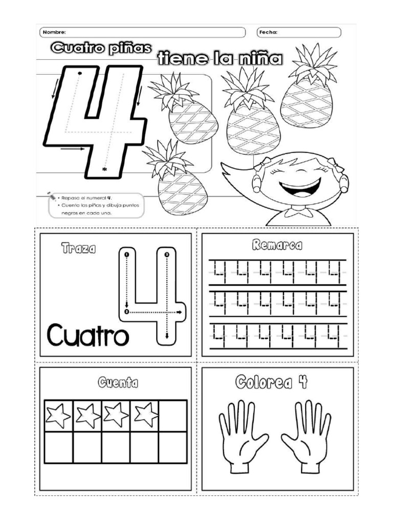 Numero 4 y 5 Trazar, Contar Escribir y Colorear Grado Primero | PDF