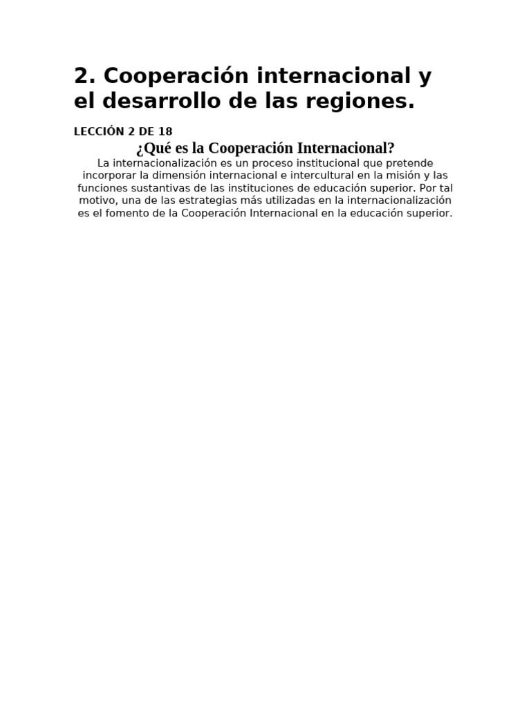 Cooperacion Internacional Tipos de Cooperacion | PDF