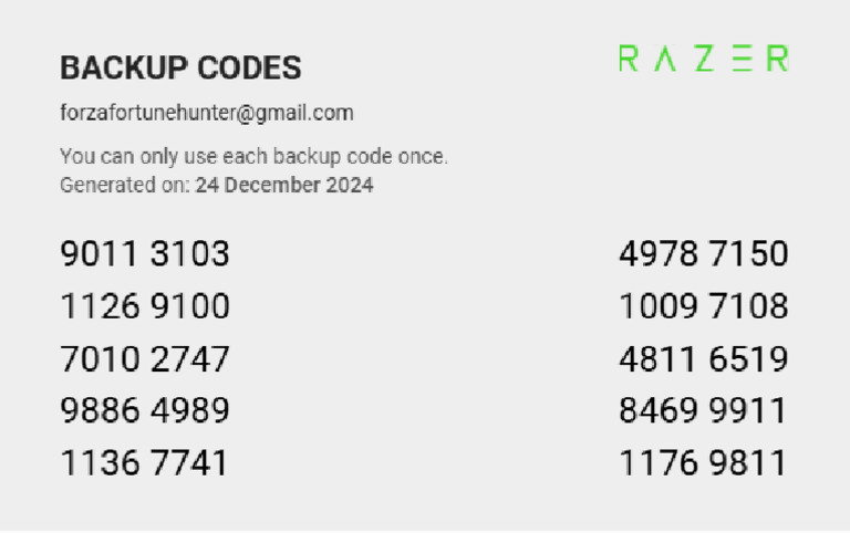 Razer Id Codes 1734996447920 | PDF