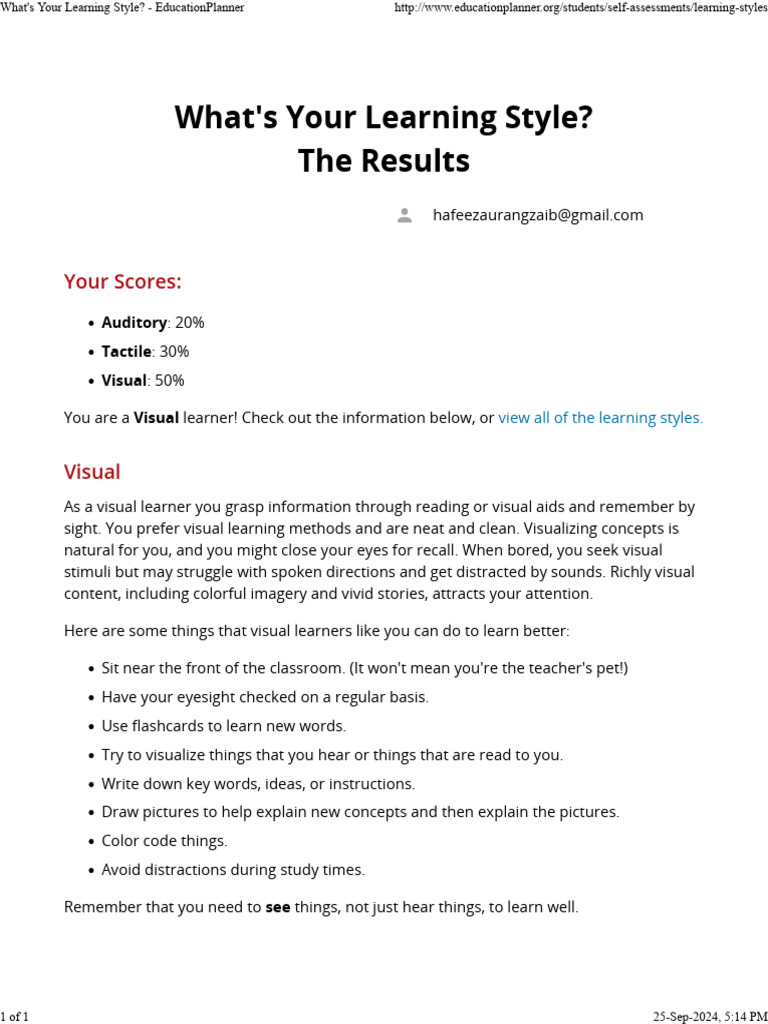 What's Your Learning Style_ - EducationPlanner | PDF
