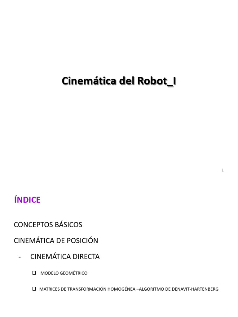 3.1 Cinematica Del Robot - I | PDF | Ingeniería mecánica | Matemáticas