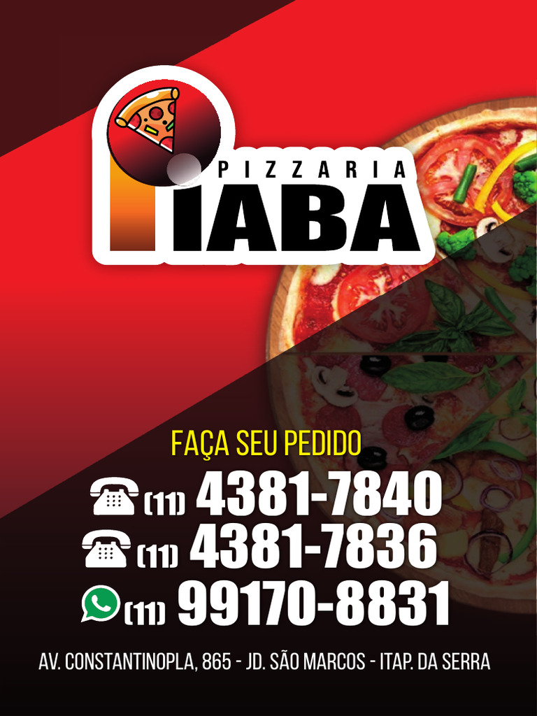 Cardápio da Pizzaria Piaba | PDF | Alimentos | Culinária