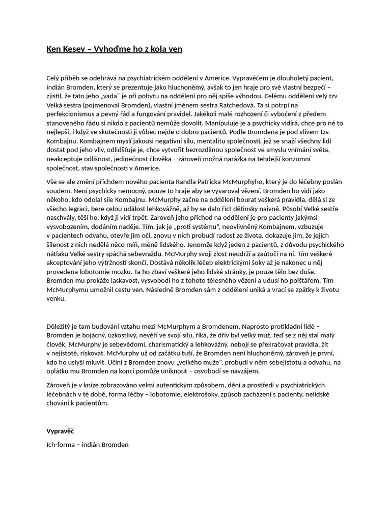Ken Kesey - Vyhoďme Ho Z Kola Ven | PDF