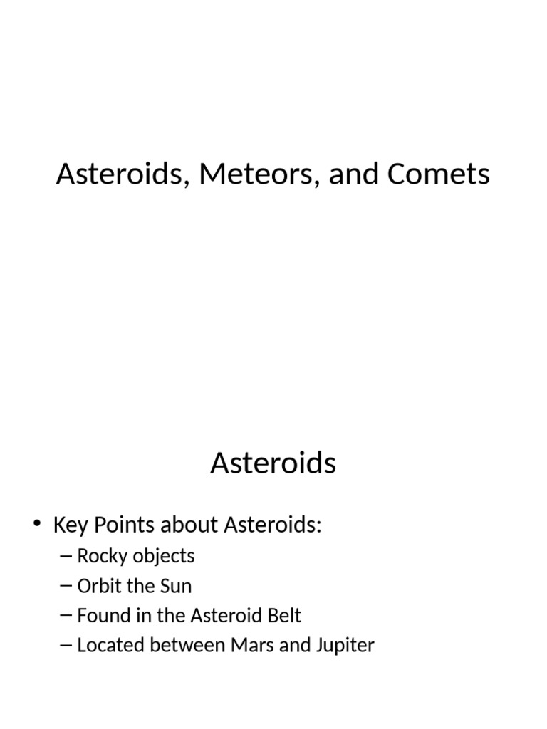 Presentation Asteroids Meteors Comets Ceres | PDF