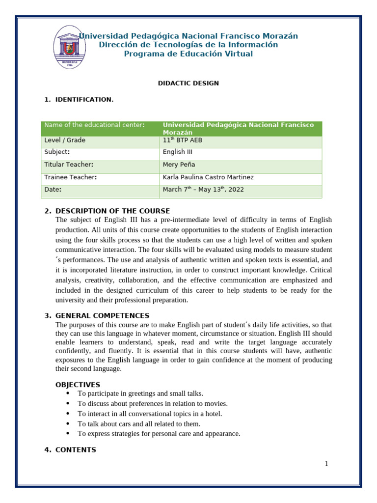 Didactic Design Course 2 Week 4 Karla Castro | PDF | Linguistics ...