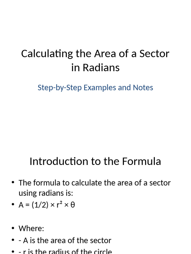 Area of a Sector in Radians Explained | PDF