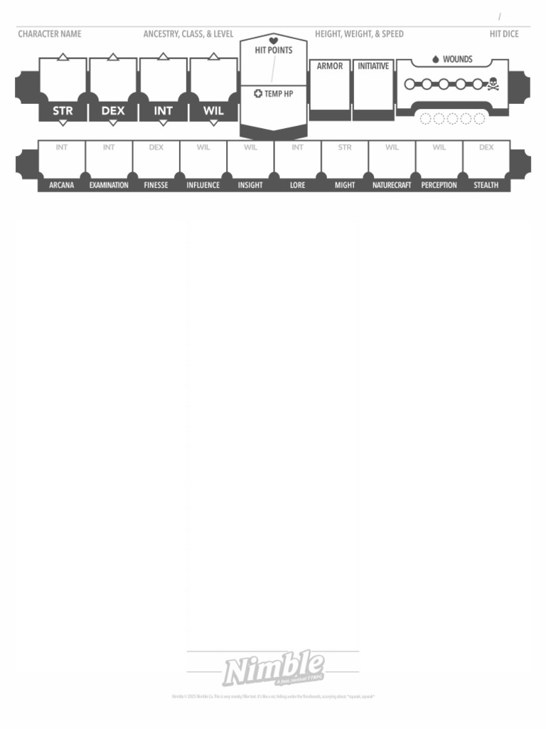 Character Sheet Full Form Fillable Pdf