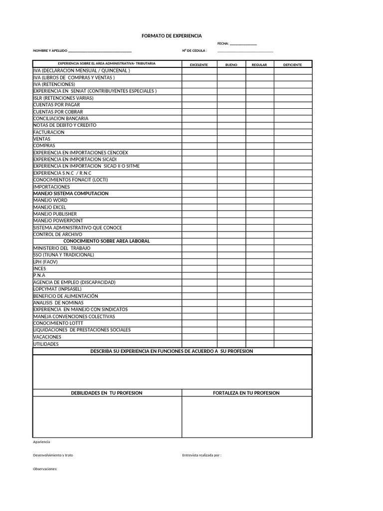 Experiencia Laboral Cargo Admon | PDF