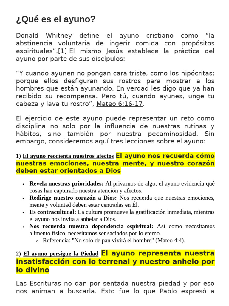 Qué Es El Ayuno | PDF | Rápido | Dios