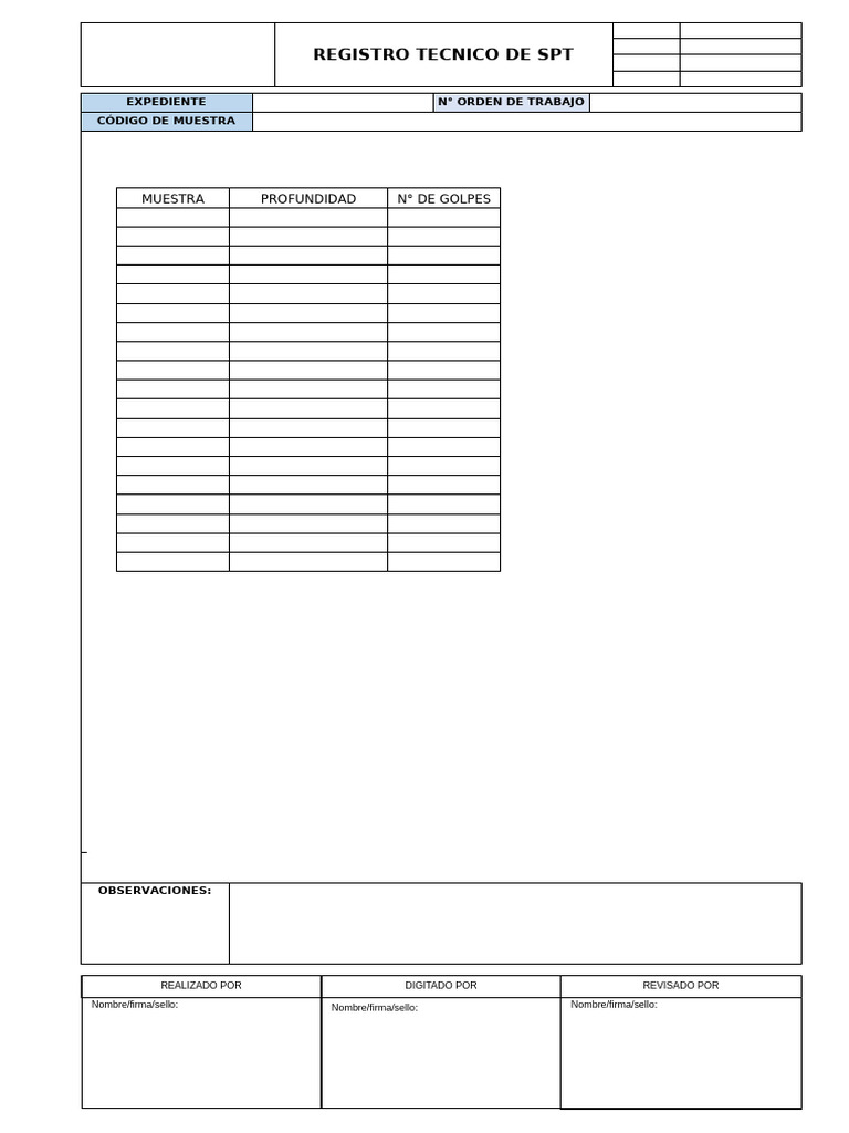 Registro Técnico de SPT Detallado | PDF